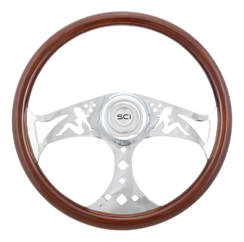 18" Wood Rim Mud Flap Girl Steering Wheel – Mid Eastern Inc